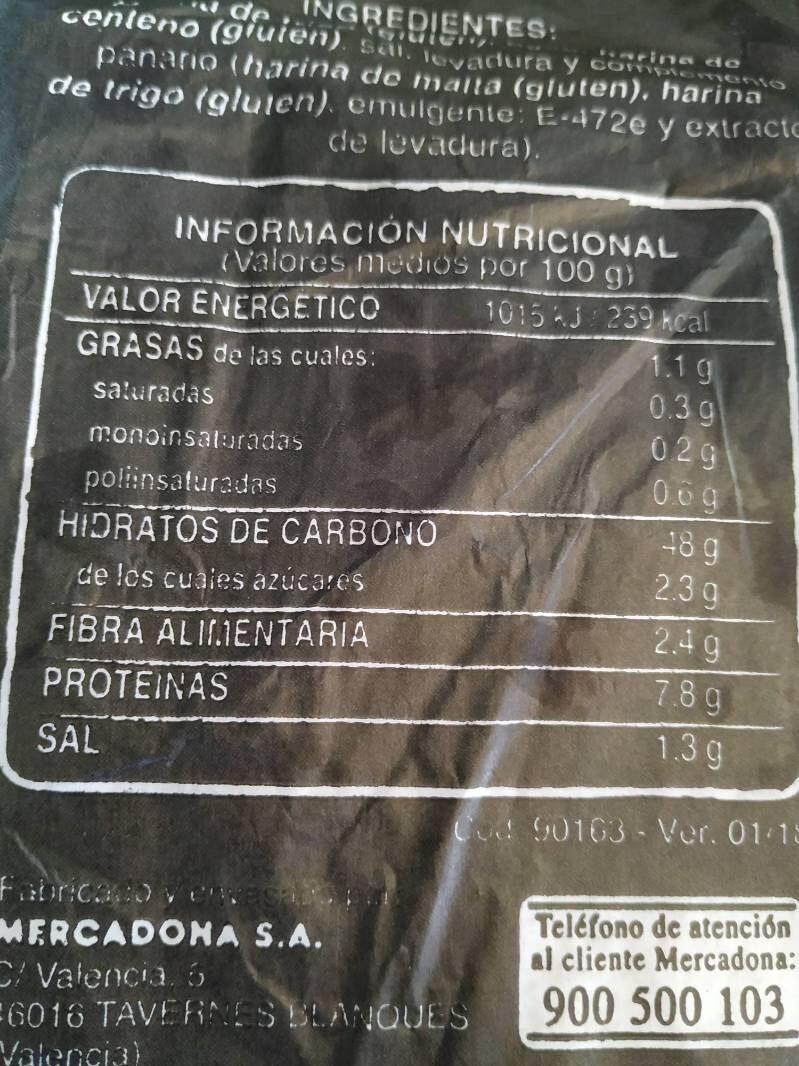 Cuáles son los ingredientes del Pan de Pueblo de Mercadona ※